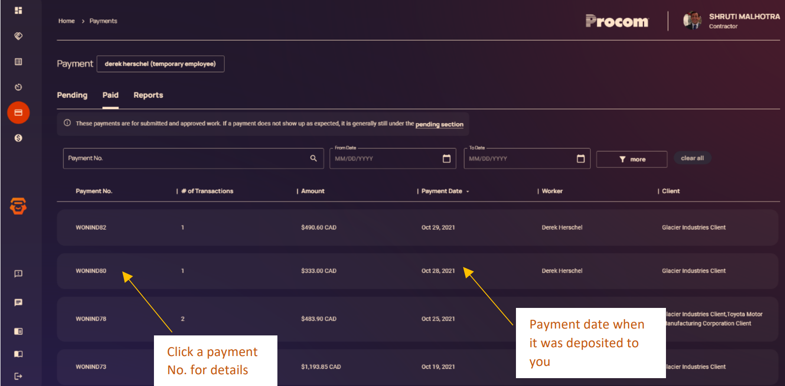 How do I download a copy of my pay stub or invoice on the Contractor ...